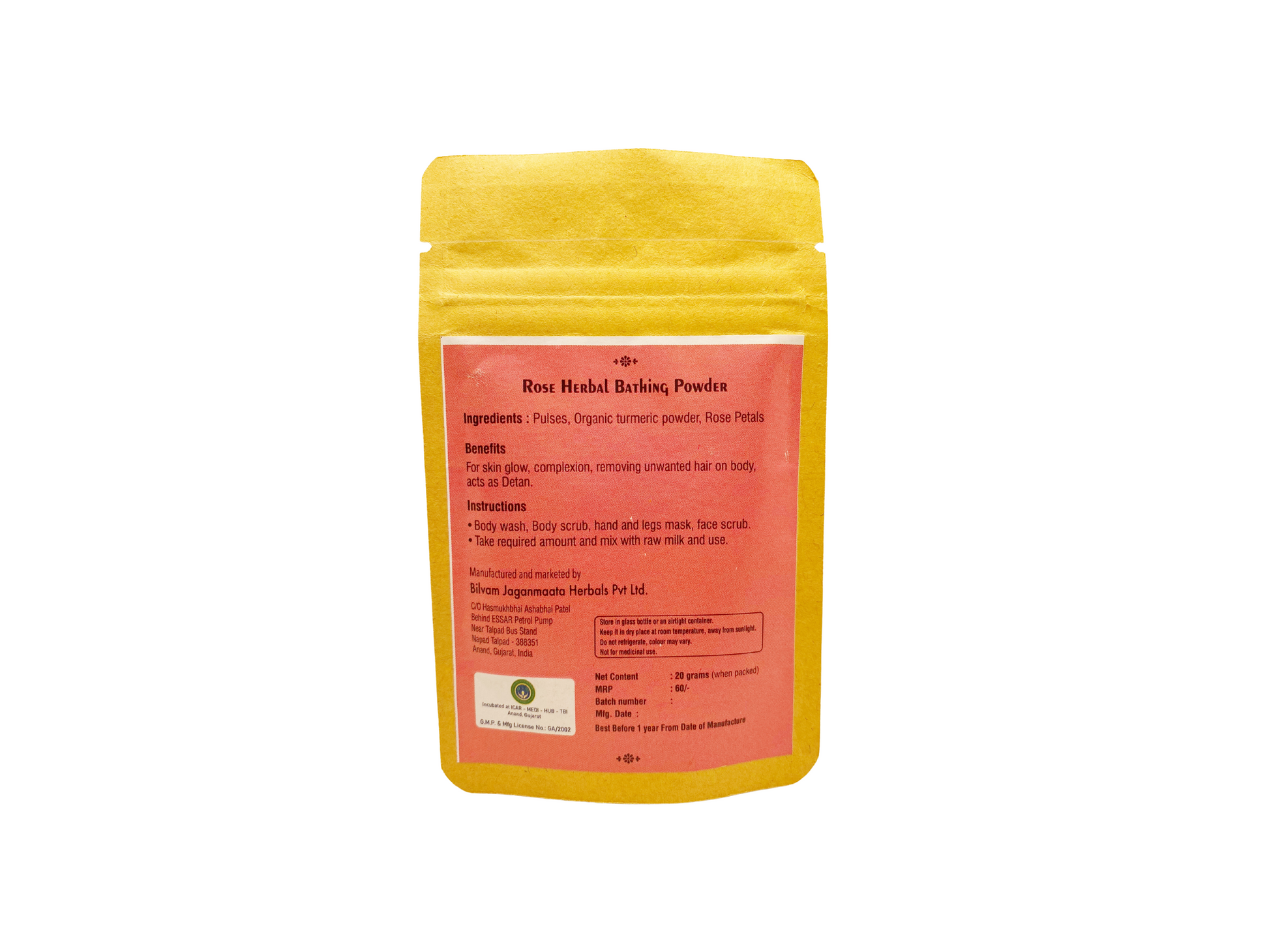 Rose Herbal Bathing Powder - Ayurvedic Bathing Substitute